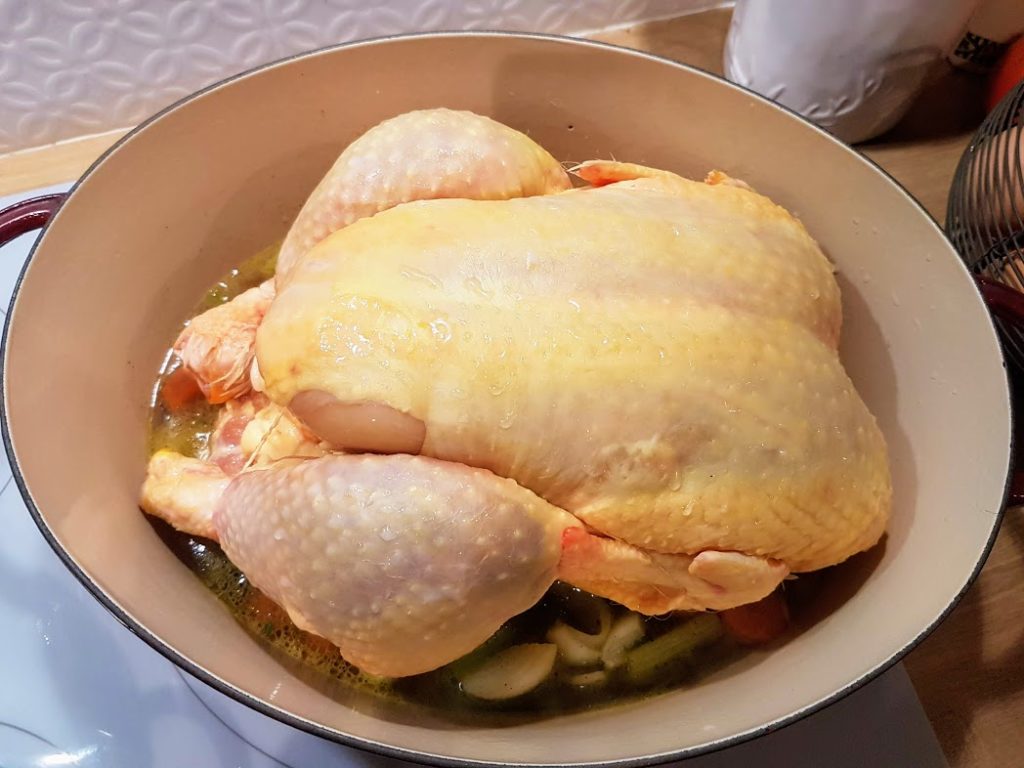 Pré-cuisson d'un chapon, bouillon de légumes - Ça a Leyre bon