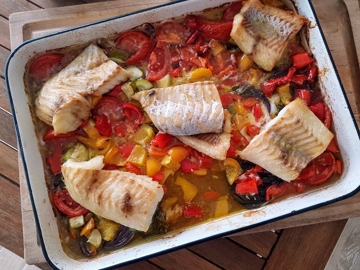 Filet de cabillaud aux légumes d'été au four - Ça a Leyre bon