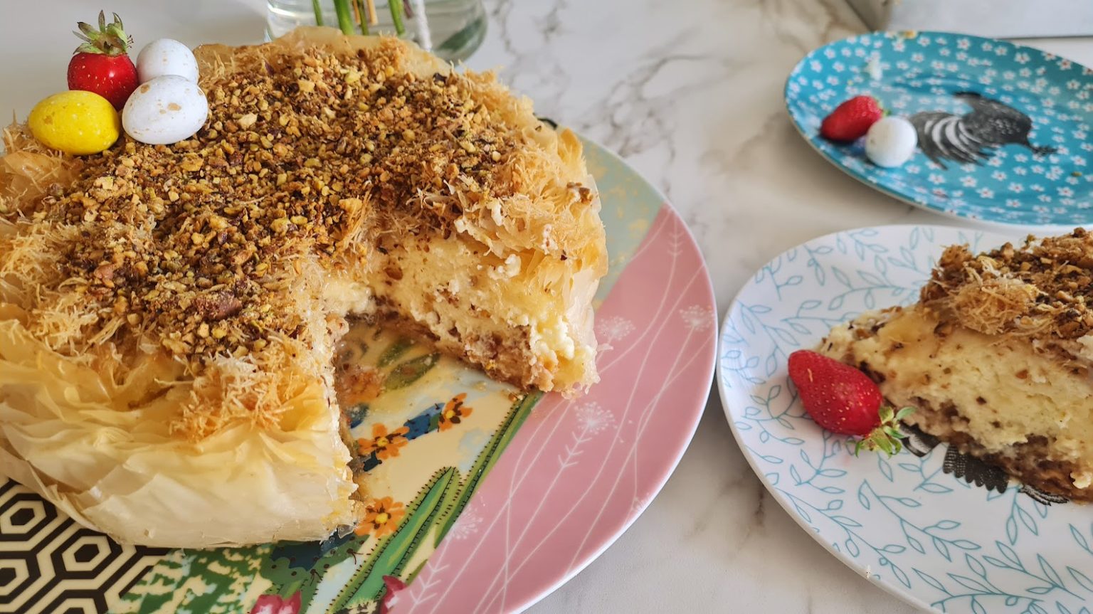 Cheesecake façon baklawa, feuilles de filo - Ça a Leyre bon